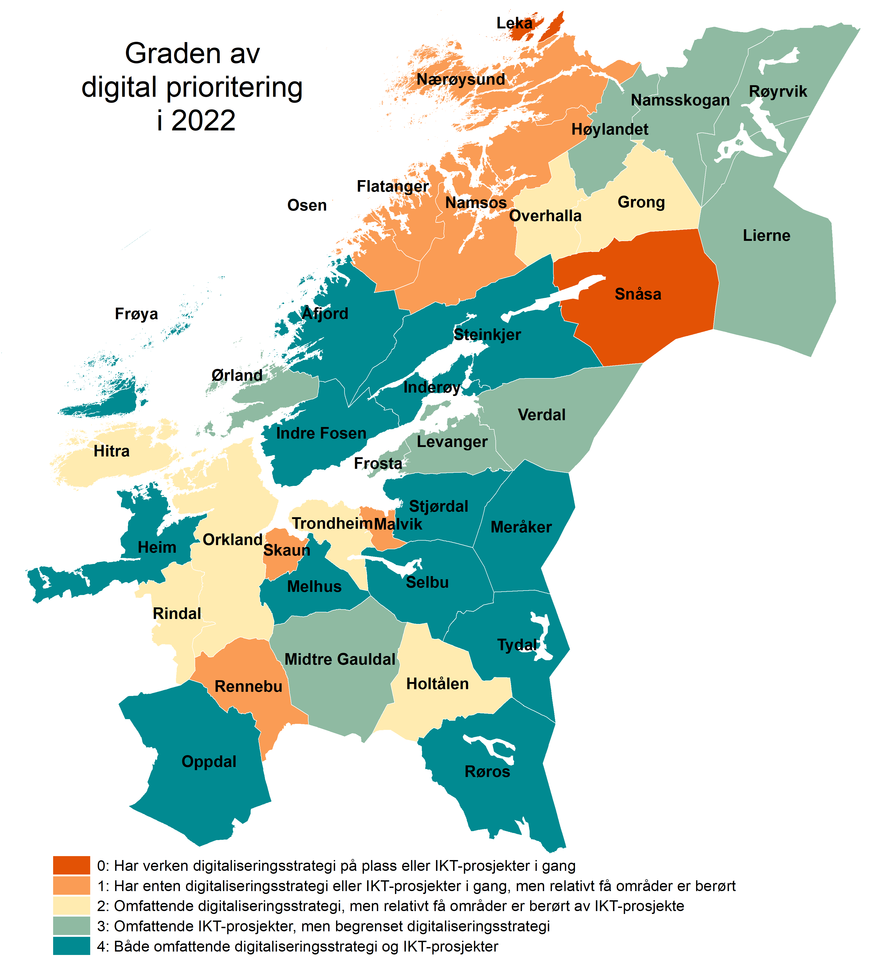Digitalisering i Trønderske kommuner i 2022 | Trøndelag i tall